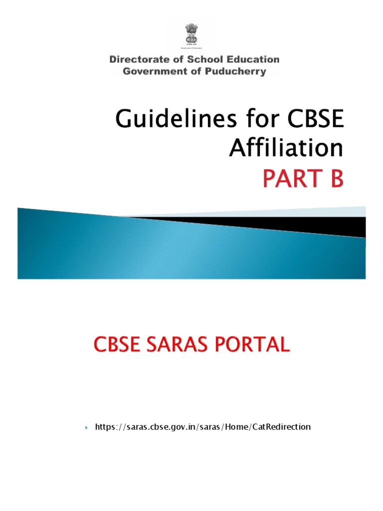 Cbse Affiliation Procees Guidelines For Part B | PDF | Schools | Teachers