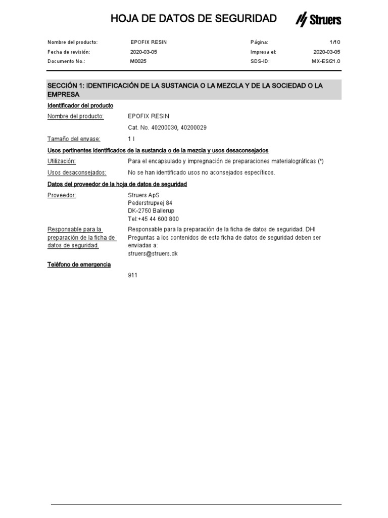 Epofix Resin MX Es M0025 | Descargar gratis PDF | Agua | Residuos