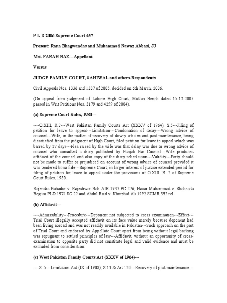 Supreme Court overturns judgments denying wife maintenance and dowry recovery | PDF | Cost Of ...