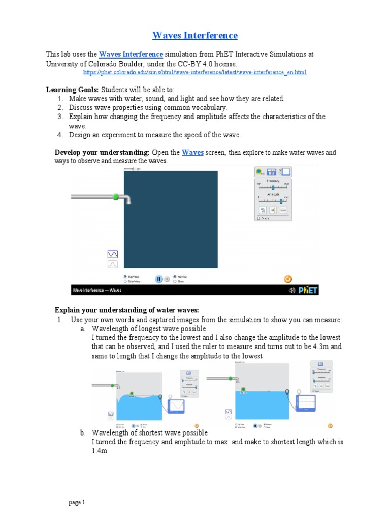 4waves Interference Instruction and Worksheet | PDF | Diffraction | Wavelength