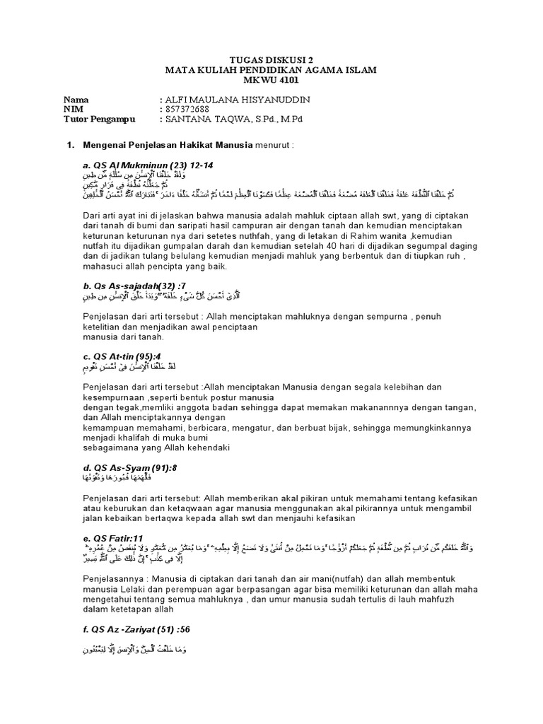 Tugas Diskusi Pai Sesi 2 | PDF | Agama & Spiritualitas