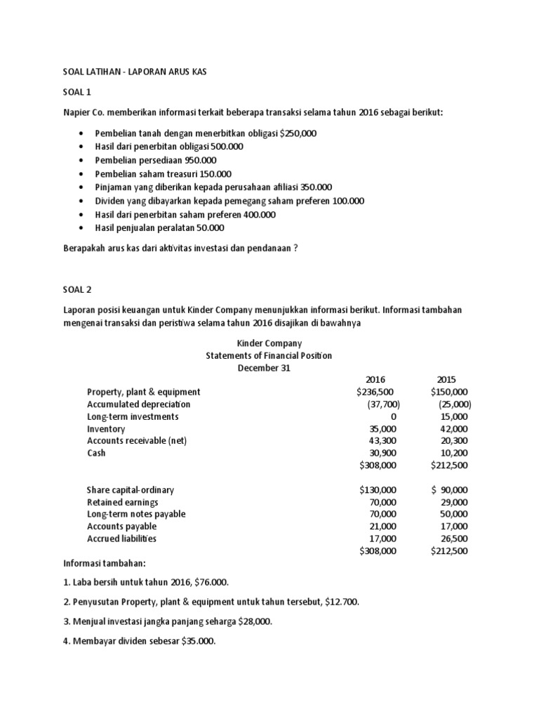 SOAL LAPORAN ARUS KAS 2 - INDIRECT | PDF