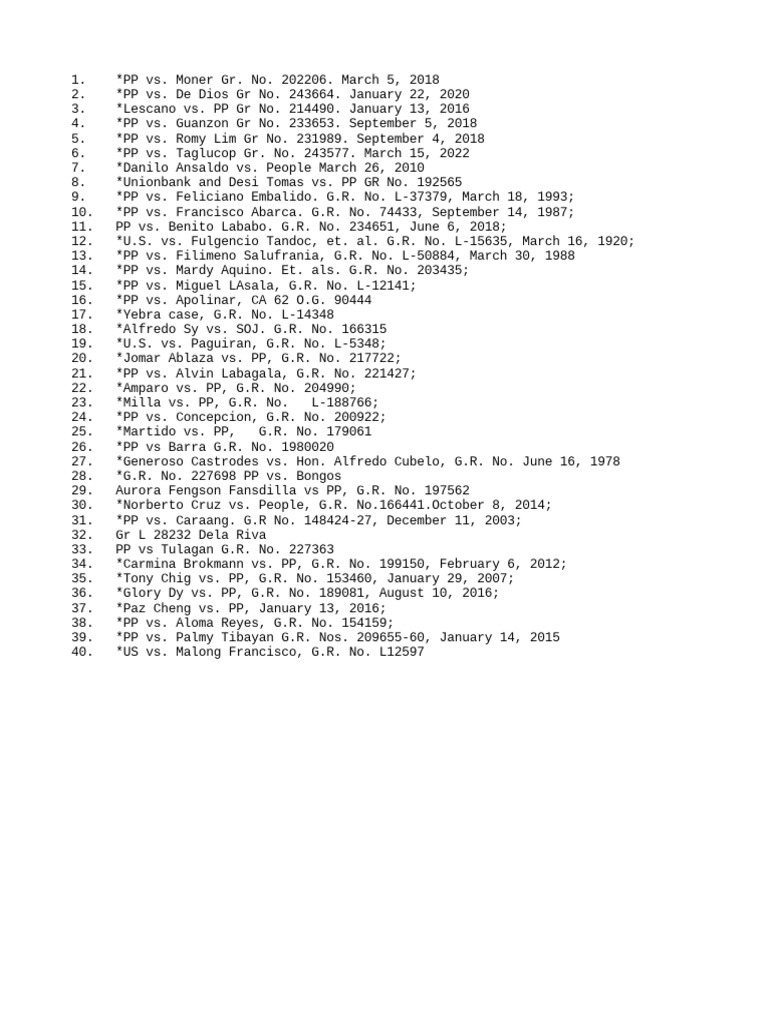 Crim Case List | PDF