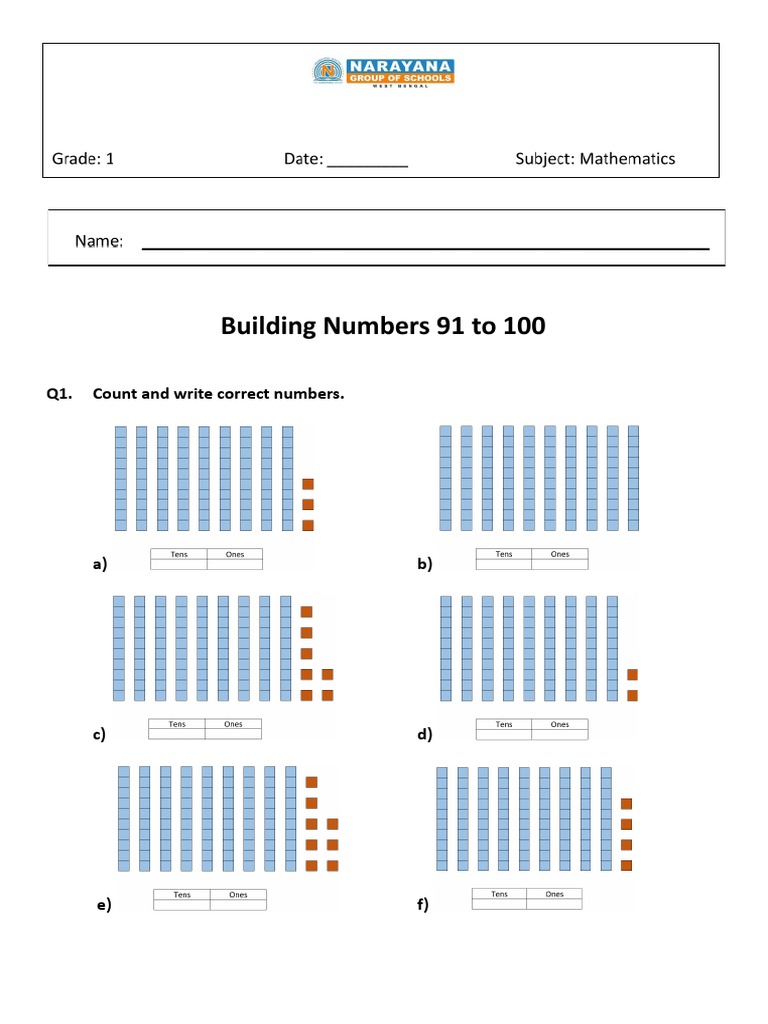 G1 - Building Numbers 91 To 100 | PDF