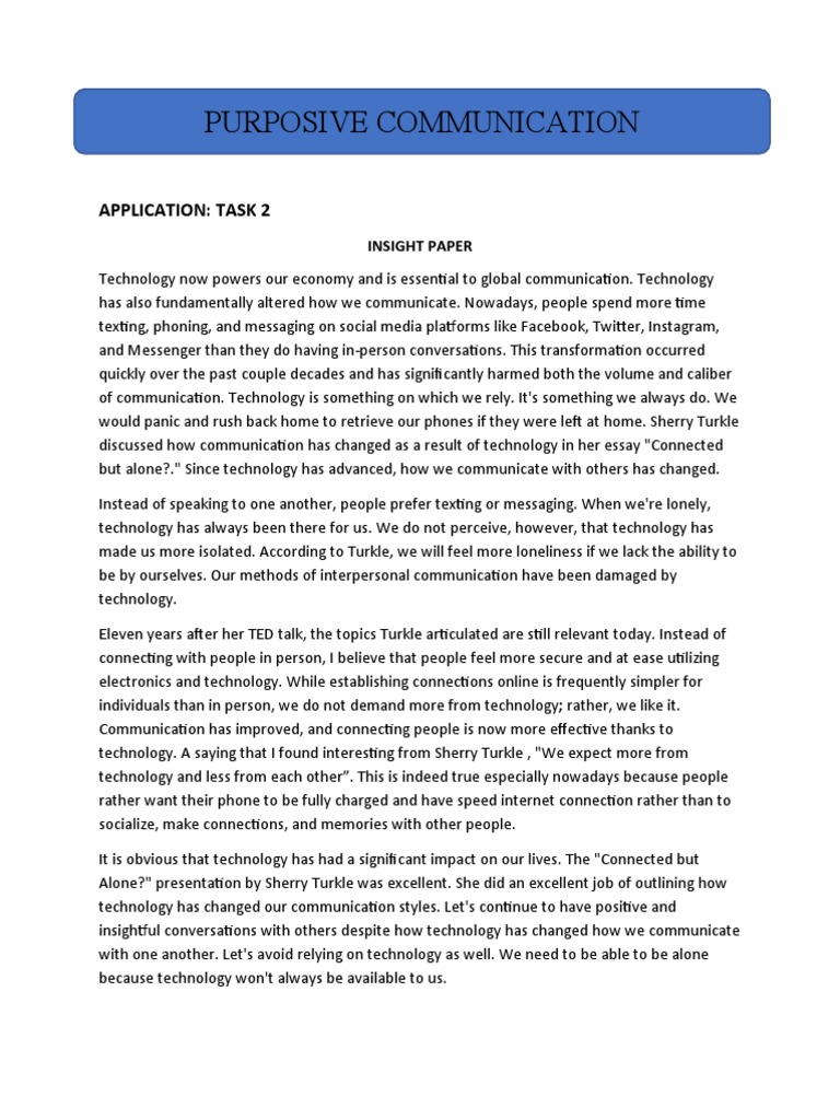 Task 2 - Insight Paper | PDF | Communication | Loneliness