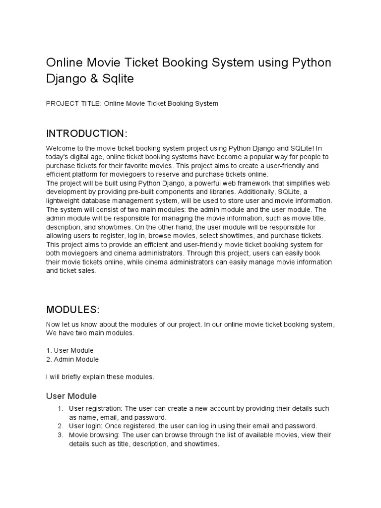 Movie Ticket Booking System | PDF | Login | User (Computing)