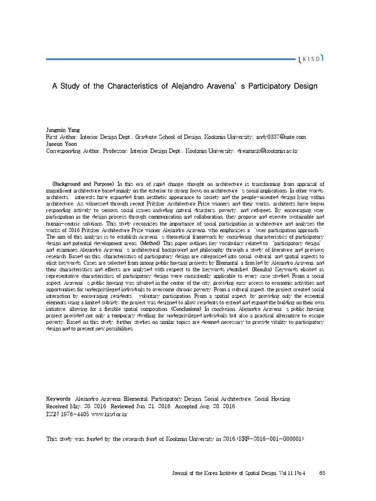 A Study On The Characteristics of Alejandro Arabena's 'Social ...