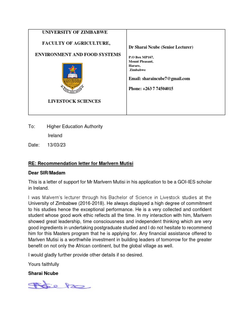 Malven Mutis reference letter GOI-IES | PDF