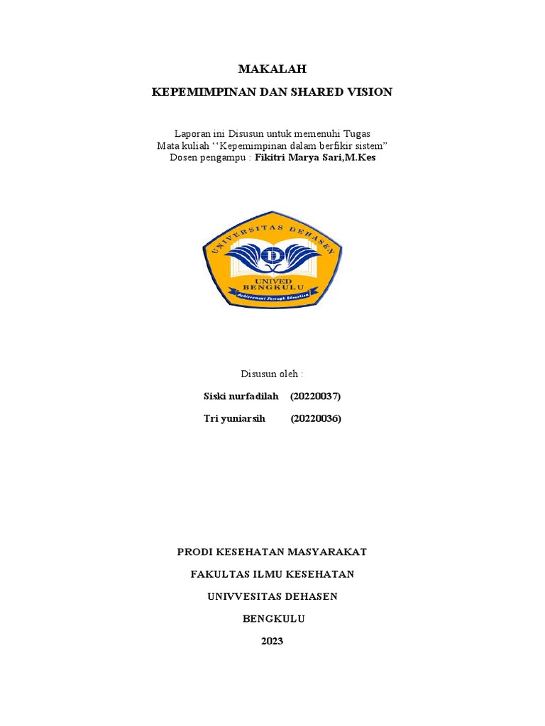 Makalah Shared Vision Siski Dan Tri | PDF | Karier & Perkembangan