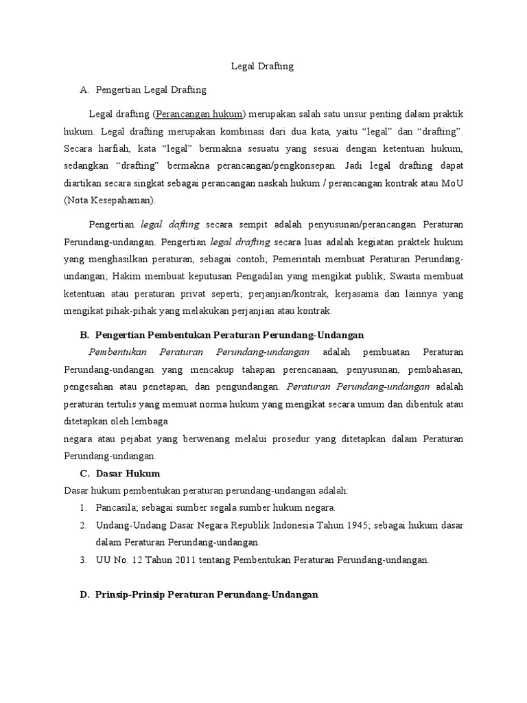 Pengantar Legal Drafting dan Prinsipnya | PDF