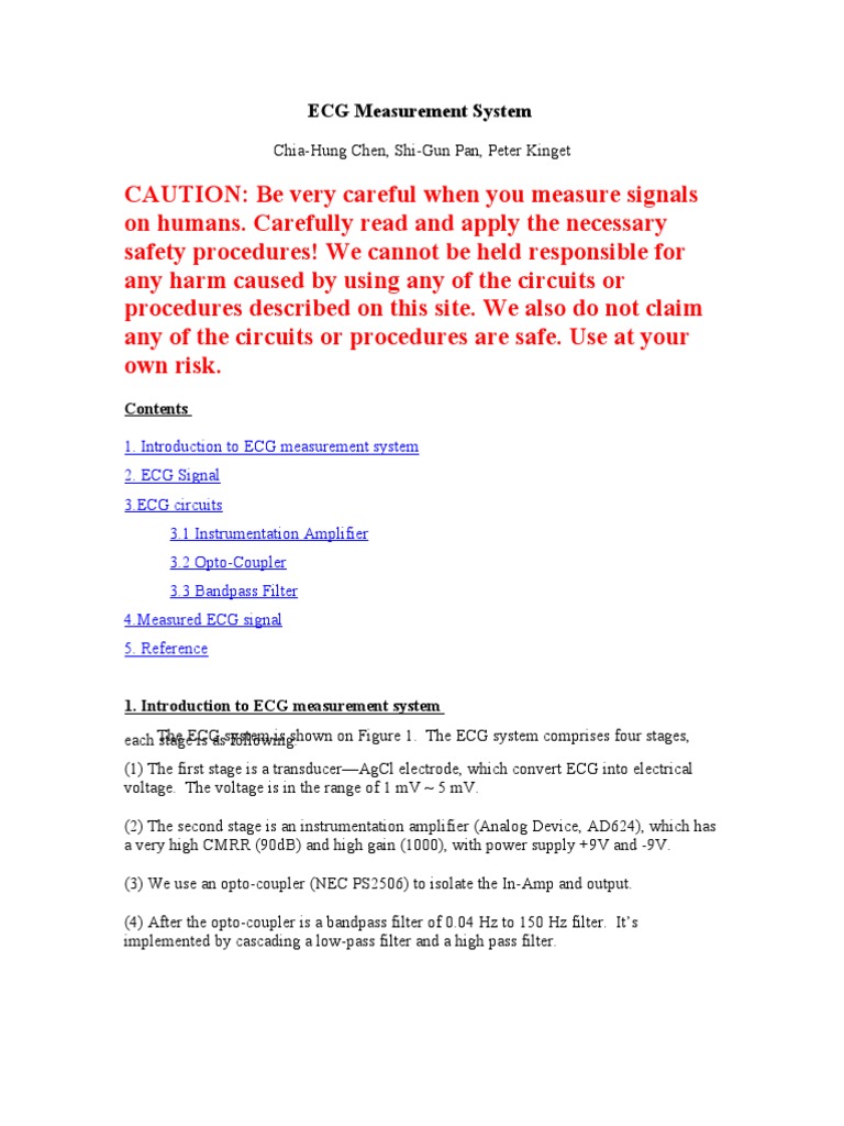Simple ECG Measurement System | PDF | Technology & Engineering