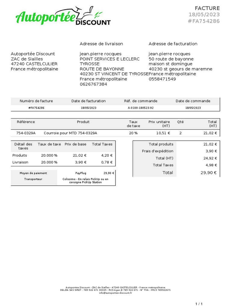 Facture Autoportée Discount | PDF | Impôts | Sodles