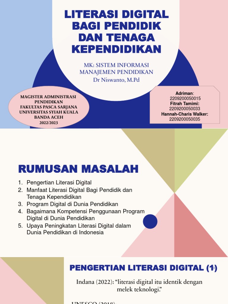 Literasi Digital Bagi Pendidik Dan Tenaga Kependidikan SIM Kel 1 | PDF