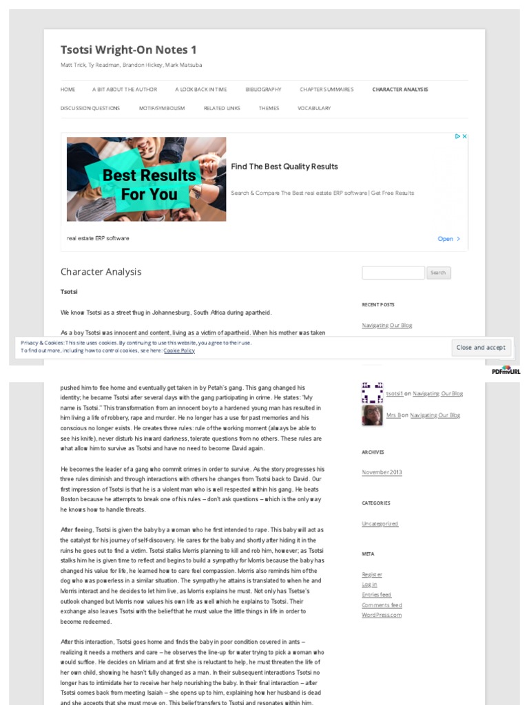 Tsotsi1 Wordpress Com Character-Analysis | PDF