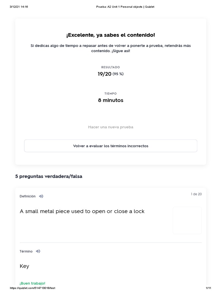 Prueba - A2 Unit 1 Personal Objects | PDF