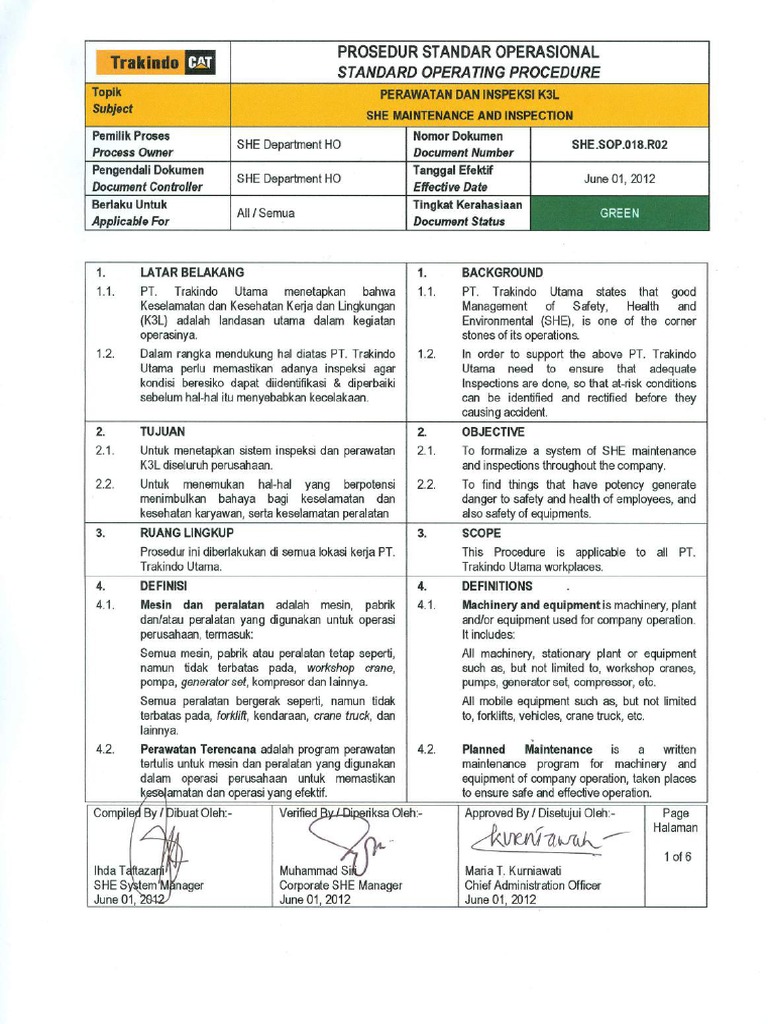 SOP Inspeksi K3L | PDF