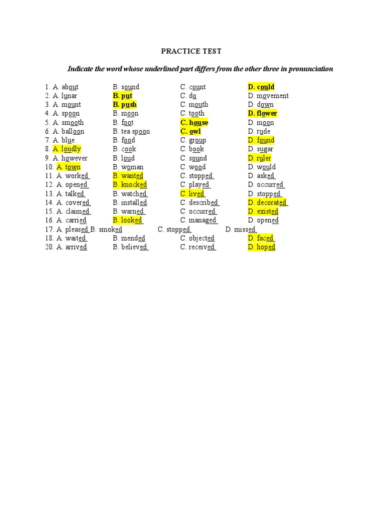 Pronunciation Practice Test for Adults | PDF