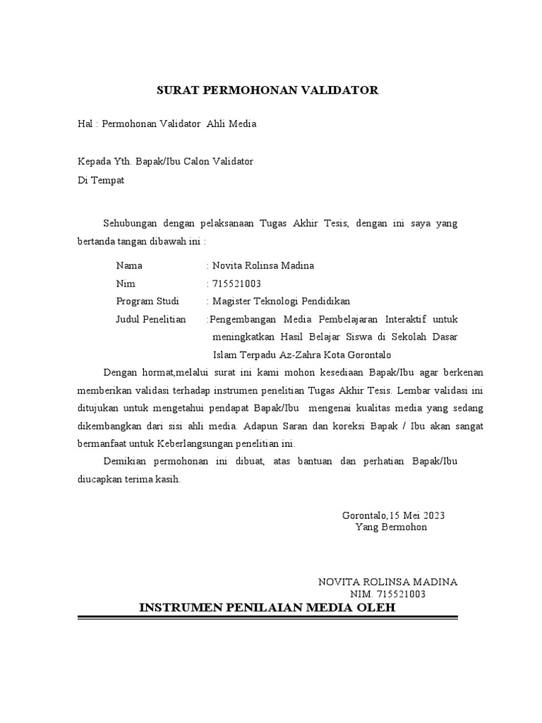 Instrumen Validasi Media | PDF