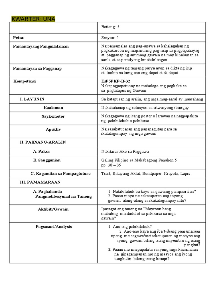 DLP EsP5 Q1 M6 Sesyon2 | PDF