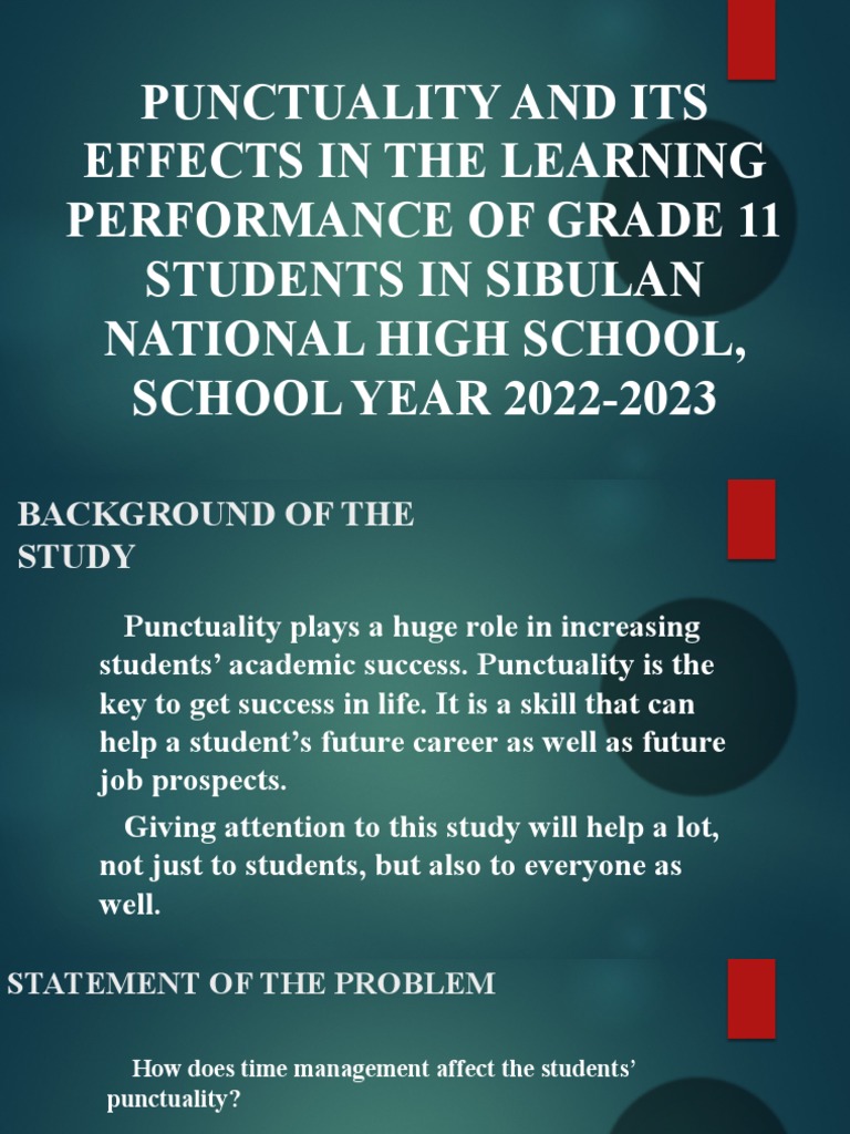 Punctuality and Its Effects in The Learning Performance | PDF | Survey ...