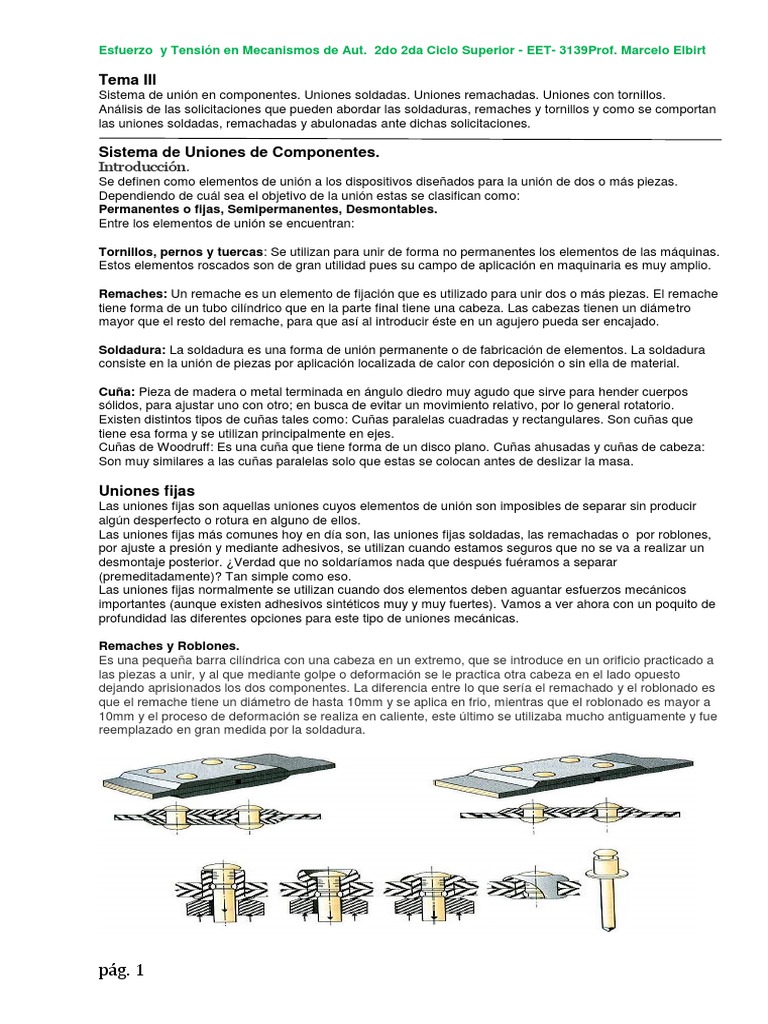 Esfuerzo y Tensión en Mecanismos de Automotores - Tema Iii | PDF ...