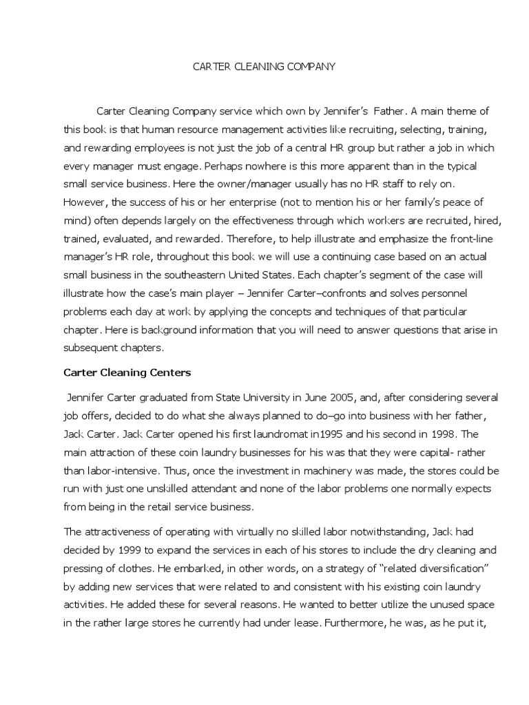 Carter Cleaning Compan1 | PDF | Human Resource Management | Business