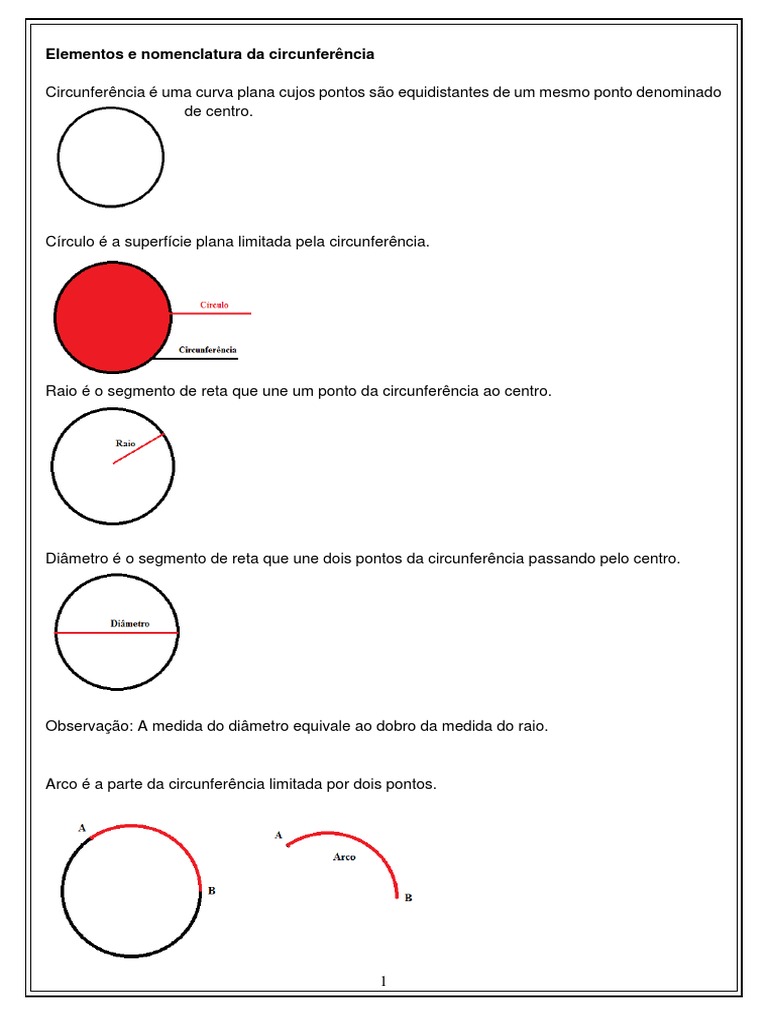 Exercícios Matemática Circunferências | PDF | Círculo | Curva