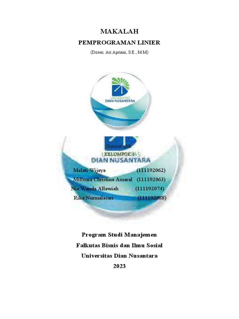 Tugas Kelompok 6 PEMROGRAMAN LINEAR | PDF