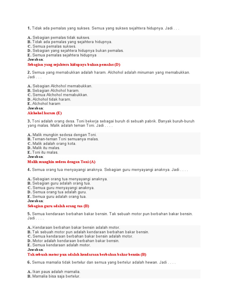 Soal Silogisme | PDF