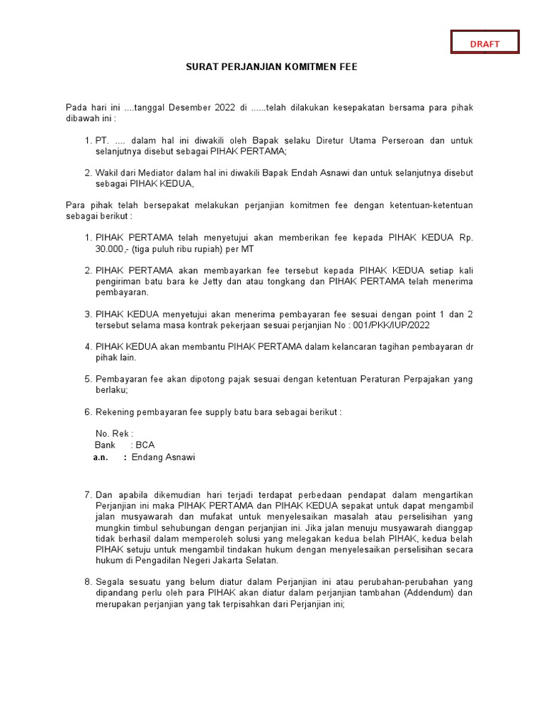 Surat Komitmen Fee Iup | PDF
