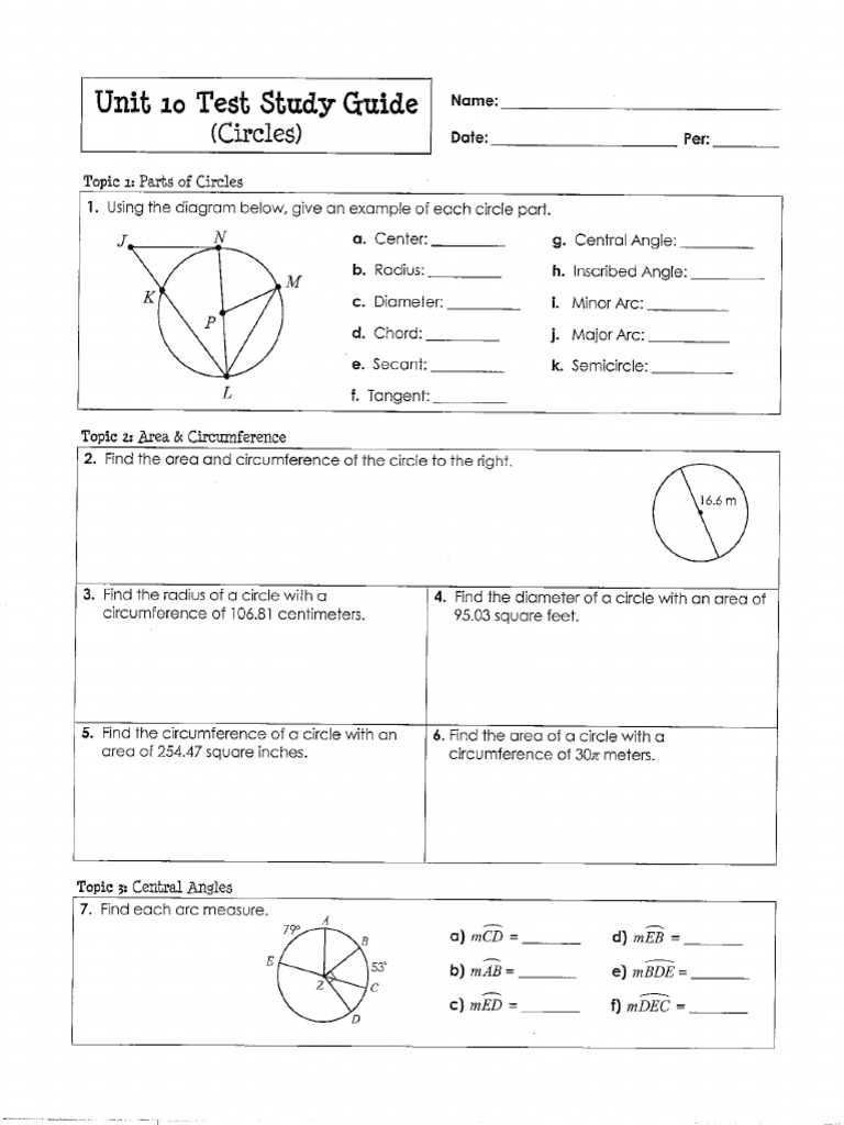 Circles Test Review | PDF