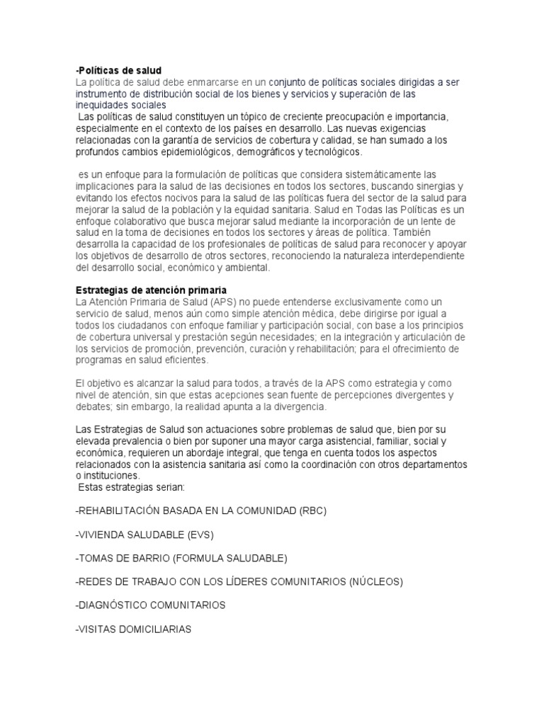 Políticas de Salud | PDF | Cuidado de la salud