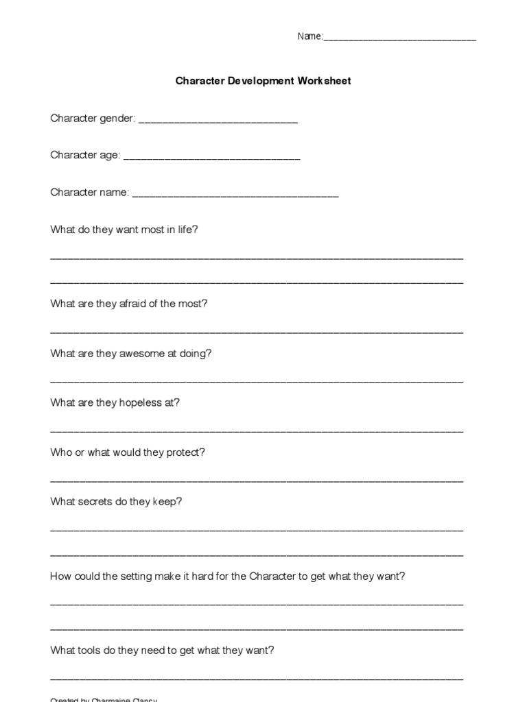 Character Development Story Plan | PDF