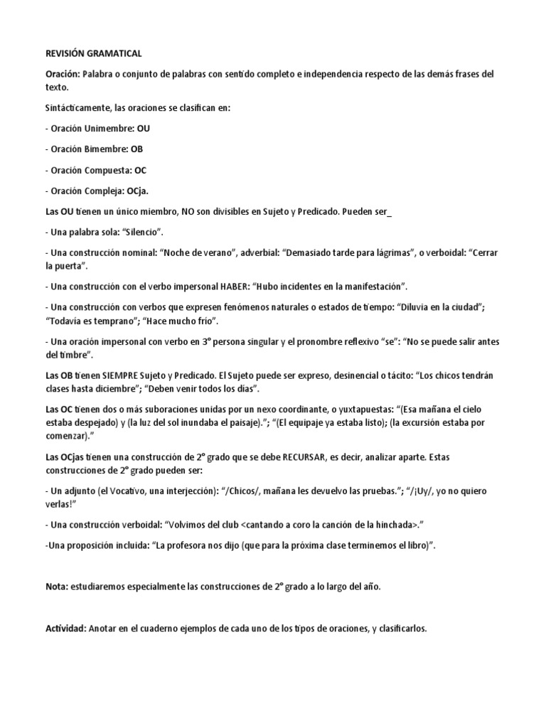 2 - REVISIÓN GRAMATICAL OU OB OC OCja | PDF