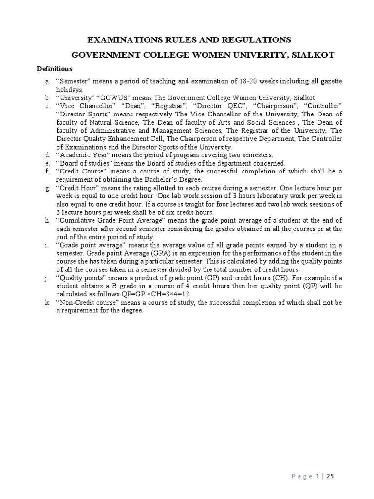 Rules Regulations For BS Programme | PDF | Course Credit | Bachelor's ...