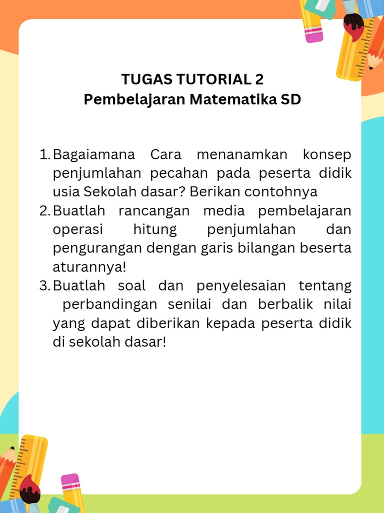 TUGAS TUTORIAL 2 Pembelajaran Matematika SD | PDF