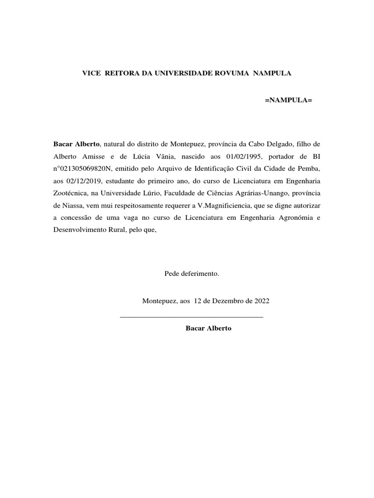 Vice Reitora Da Universidade Rovuma Nampula | PDF