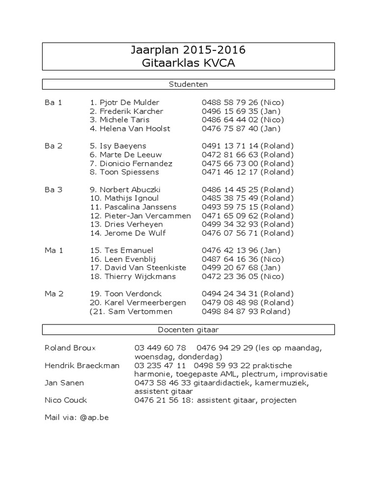 Jaarplan 2015-16 | PDF