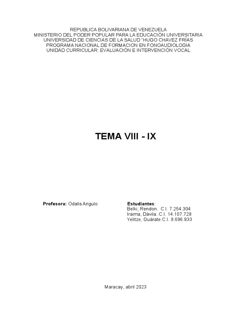 Tema VIII VOZ CANTADA | PDF | Sonido | Respiración