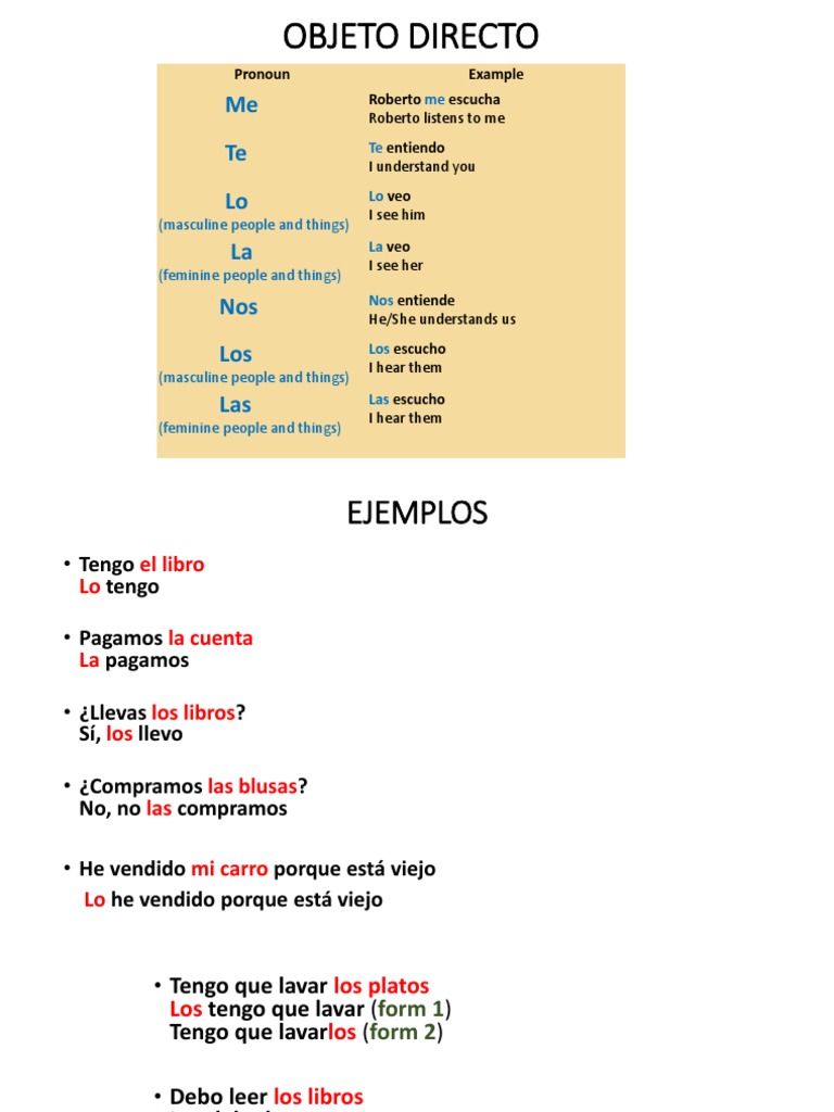 Objetos Directo e Indirecto | PDF | Artes del Lenguaje y Comunicación ...