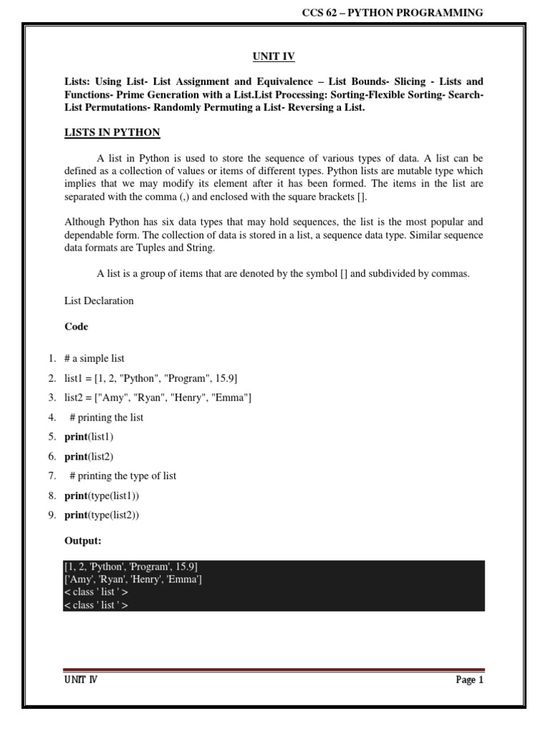 Unit Iv Python | PDF | Parameter (Computer Programming) | Permutation