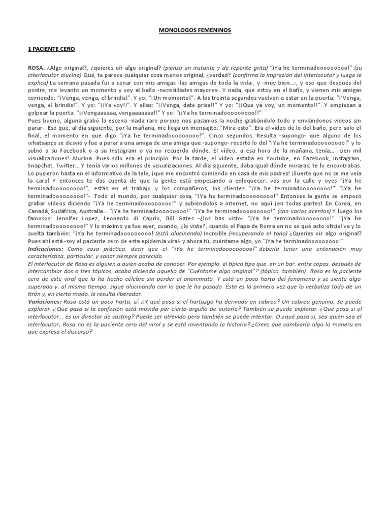 Monologos Femeninos y Masculinos | PDF