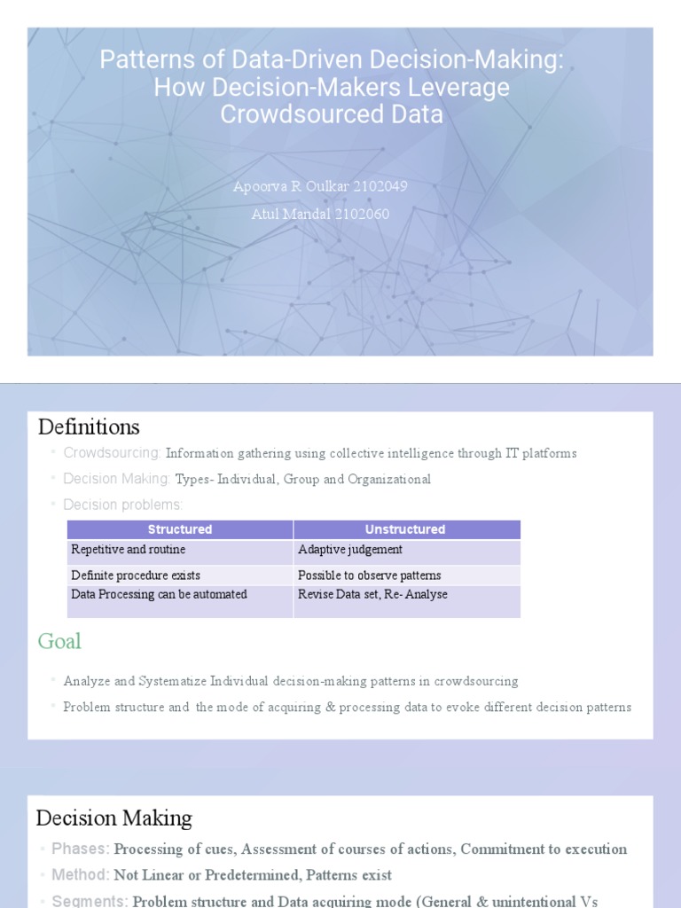 Patterns of Data Driven Decision Making - Apoorva R Oulkar & Atul Mandal | PDF | Decision Making ...