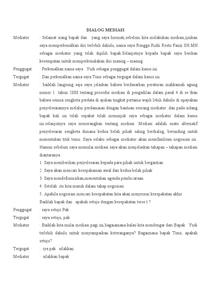 Contoh Dialog Mediasi Hutang-Piutang | PDF