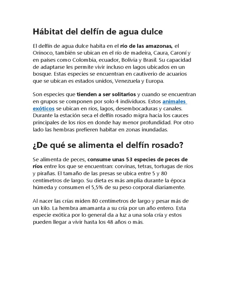 Hábitat Del Delfín de Agua Dulce | PDF
