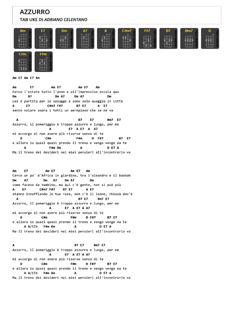 AZZURRO TAB UKE Am DI ADRIANO CELENTANO | PDF