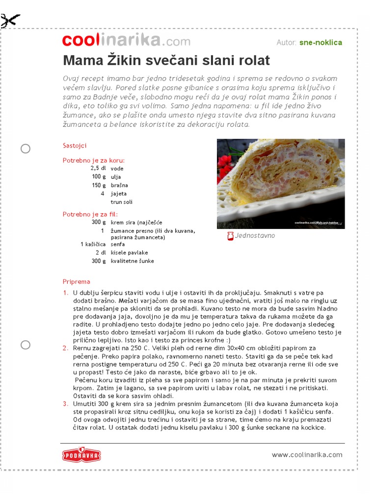 Mama Zikin Svecani Slani Rolat | PDF
