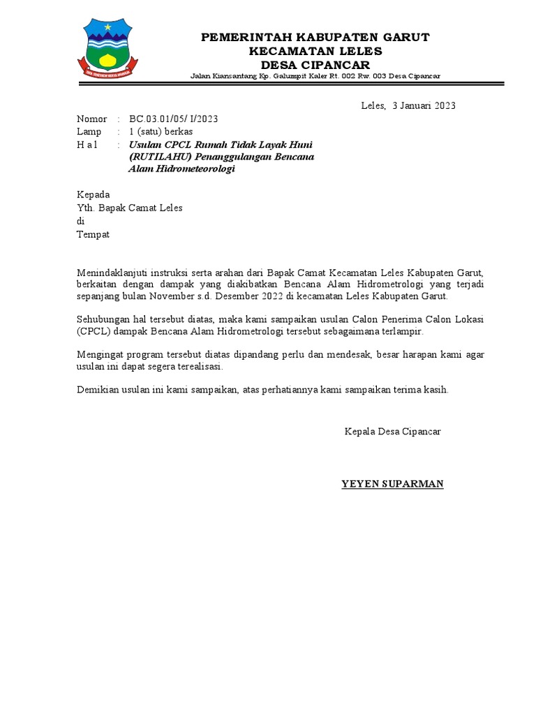 Usulan CPCL Rutilahu Desa | PDF | Sains & Matematika