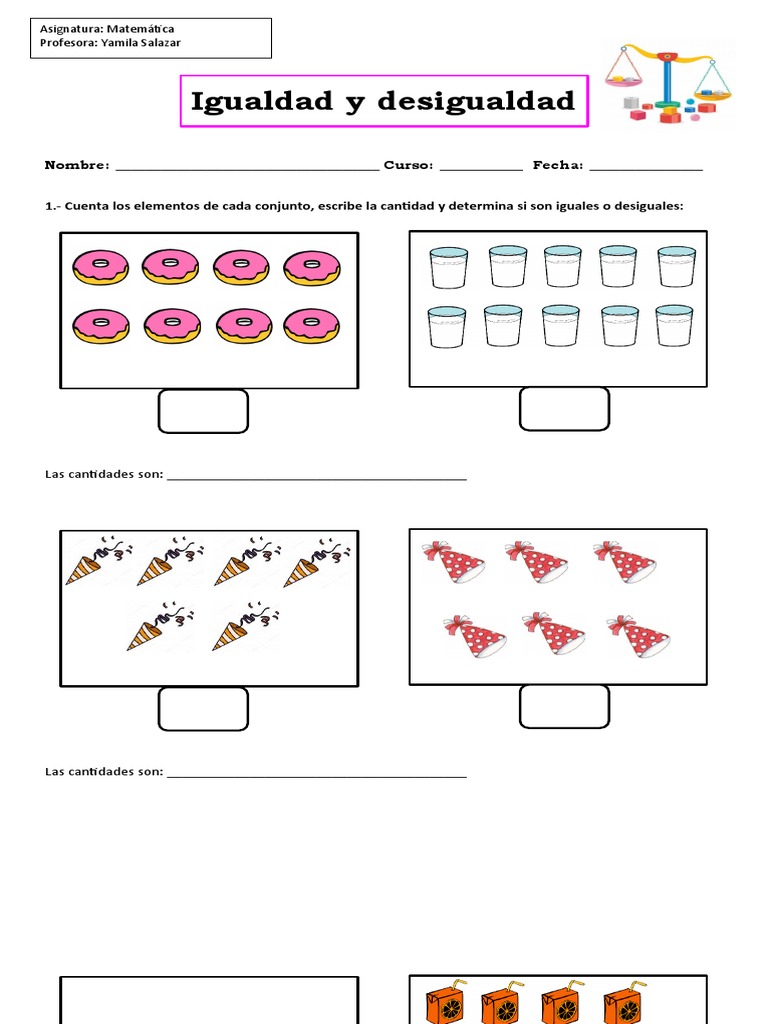Actividades de Igualdad y Desigualdad | PDF