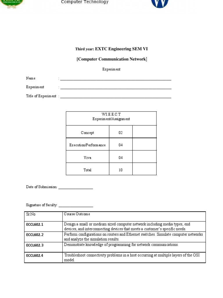 Practical 1 Crimping An RJ45 Plug On Cat6 Cable EXTC 1 | PDF | Network ...